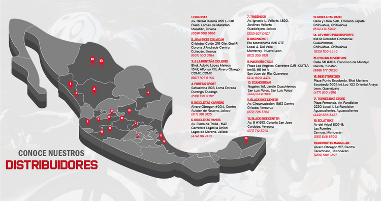 Conoce nuestros distribuidores de Bicicletas JAVA Bikes. – Java Bikes Mexico